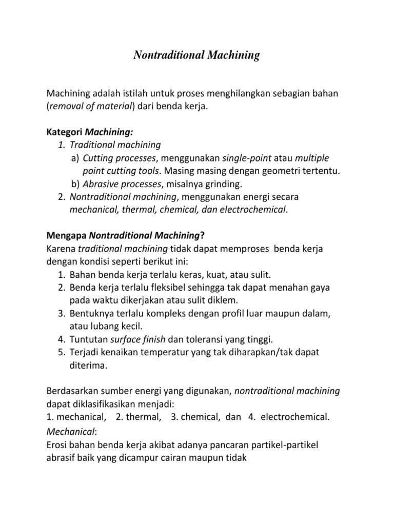 Nontraditional Machining | PDF