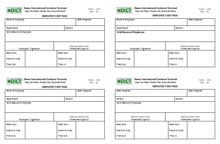 Employee's Exit Pass Form | PDF