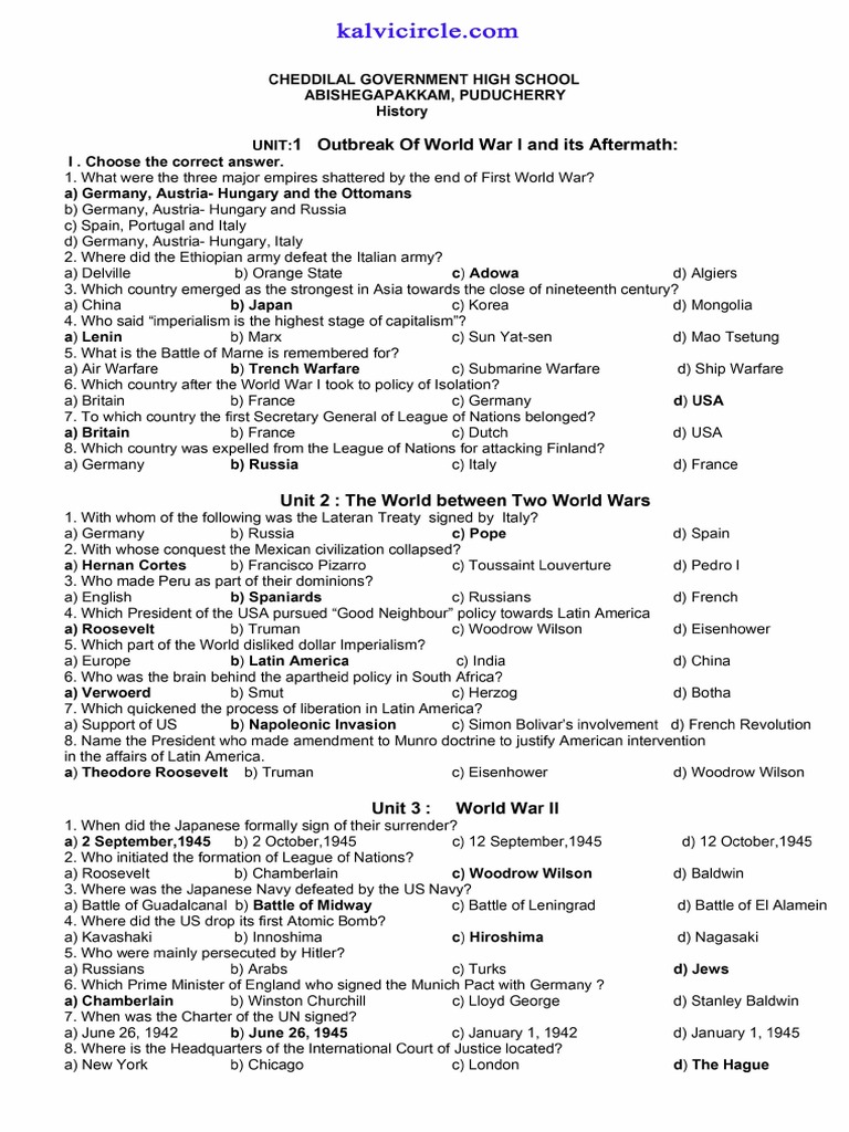 10th std social science one mark question and answer key (EM)