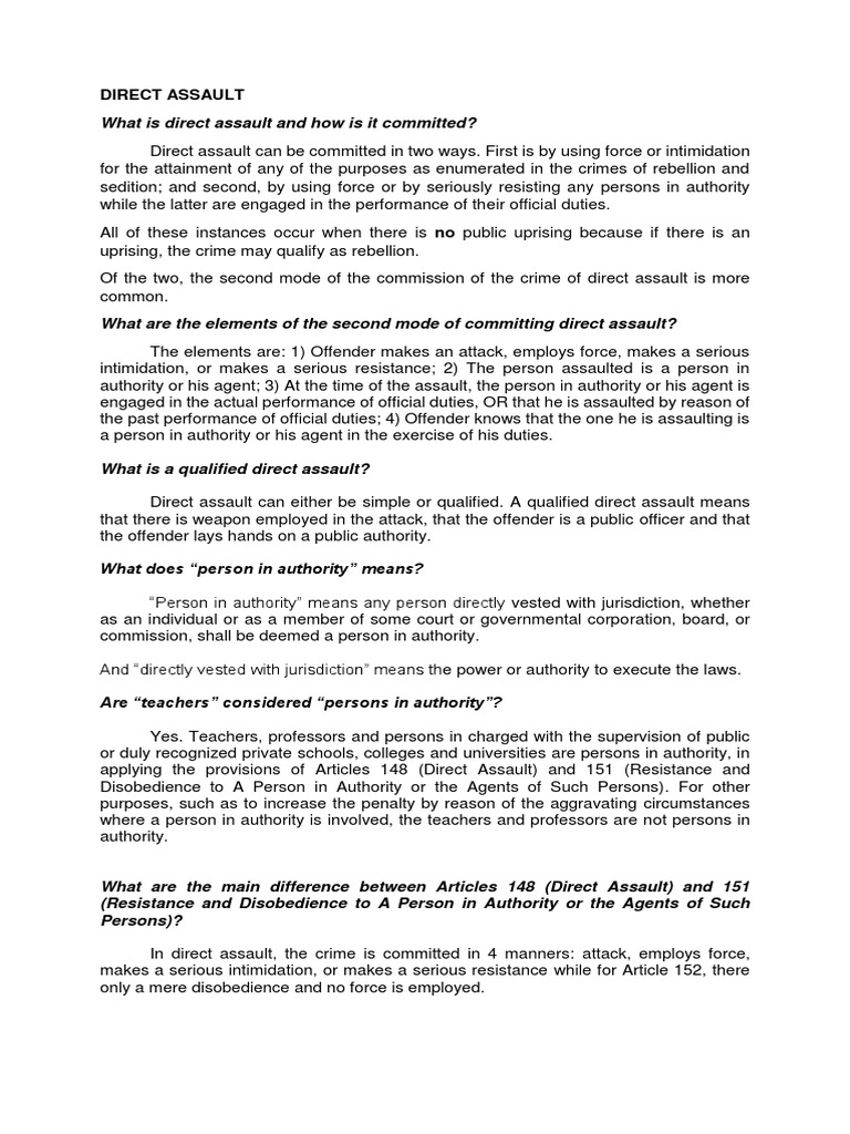 Direct Assault | PDF | Assault | Crime & Violence