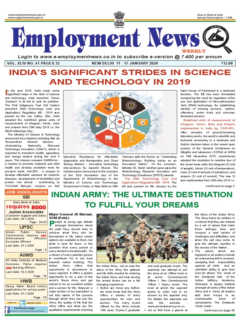 Employment News in India | PDF | Science | Nature
