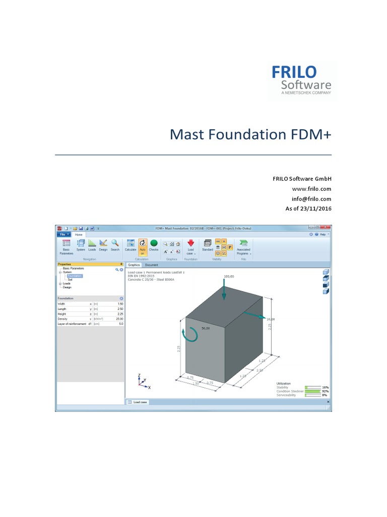 Mast Foundation Design Software Guide | PDF | Friction | Graphical User ...