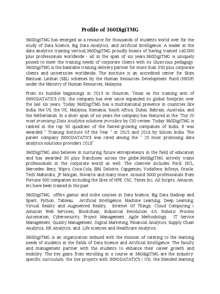 360DigiTMG Promo | PDF | Analytics | Artificial Intelligence