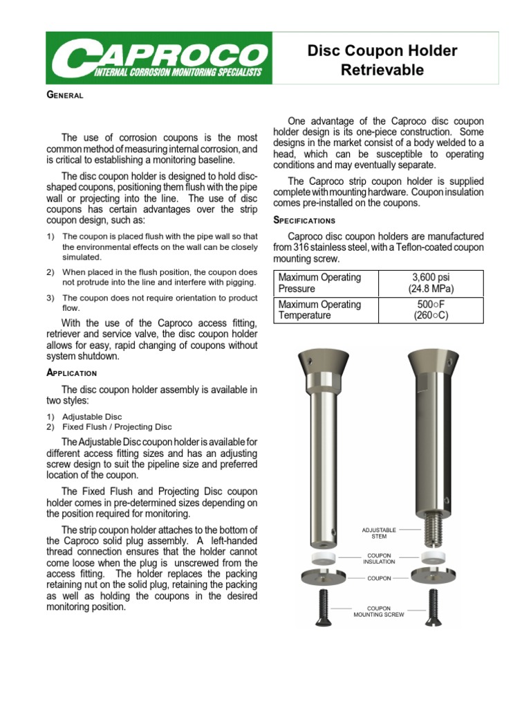 Disc-Coupon-Holder (Retrievable) | PDF | Pipe (Fluid Conveyance ...
