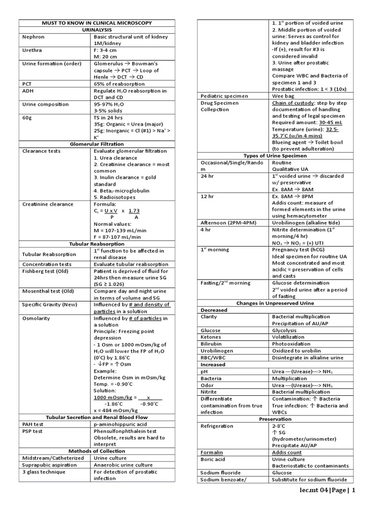 Essential Clinical Microscopy Guide | PDF | Renal Function | Urine