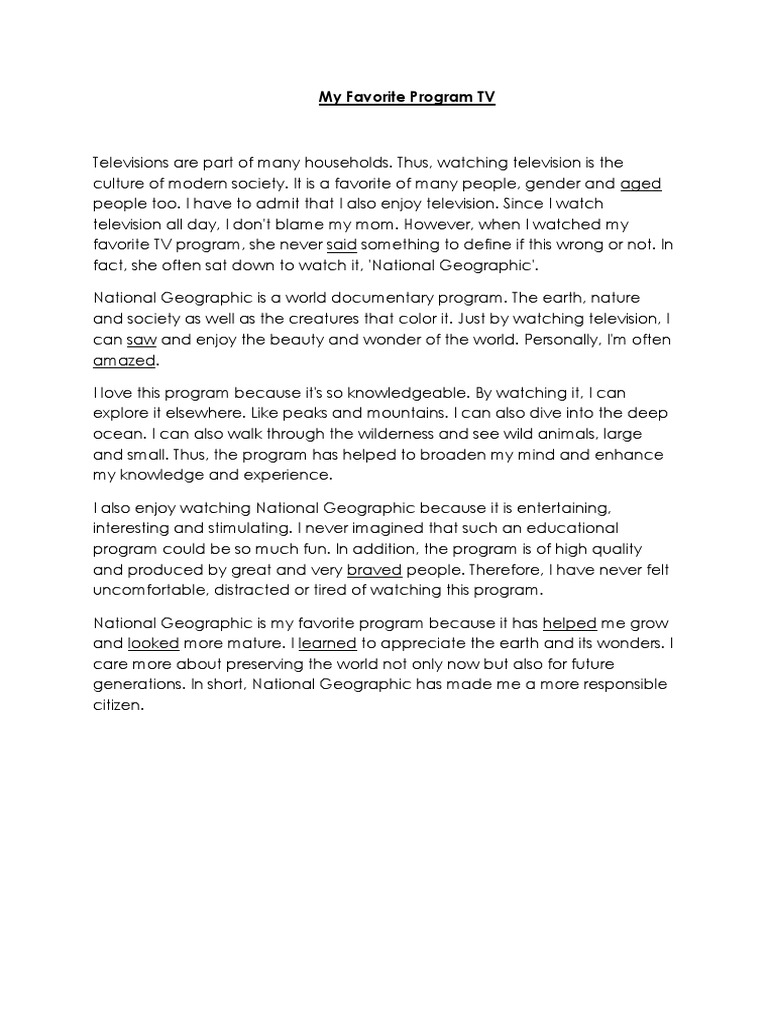 My Favorite Program TV ESSAY | PDF