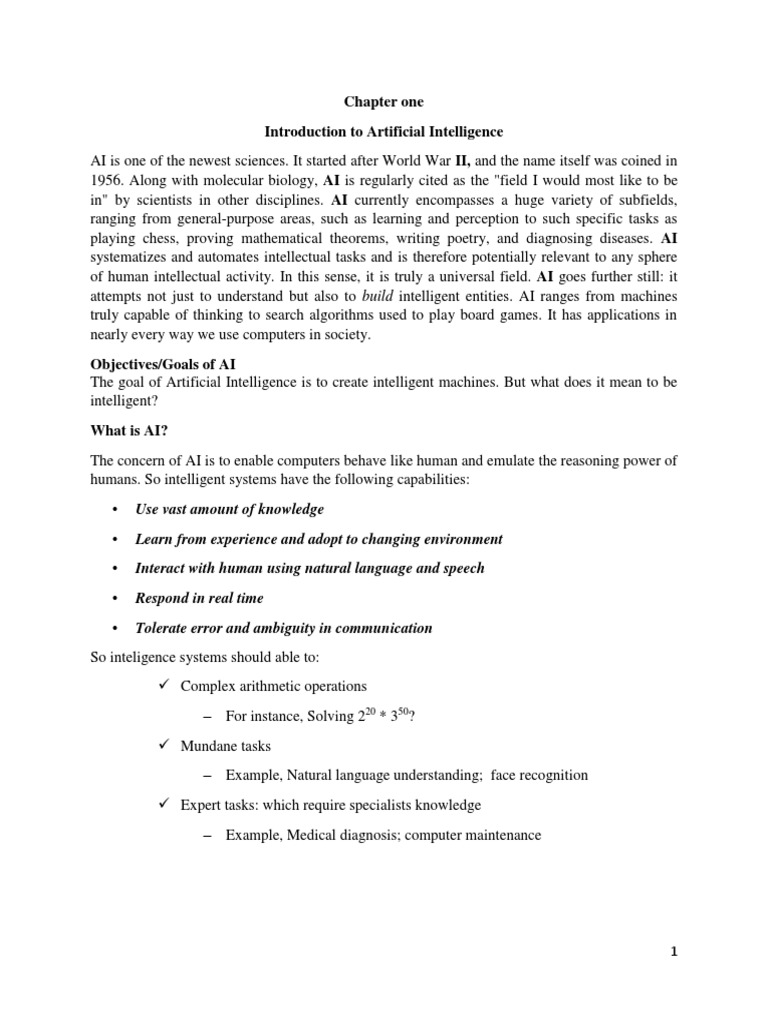 AI Chapter 1 | Download Free PDF | Artificial Intelligence | Intelligence (AI) & Semantics