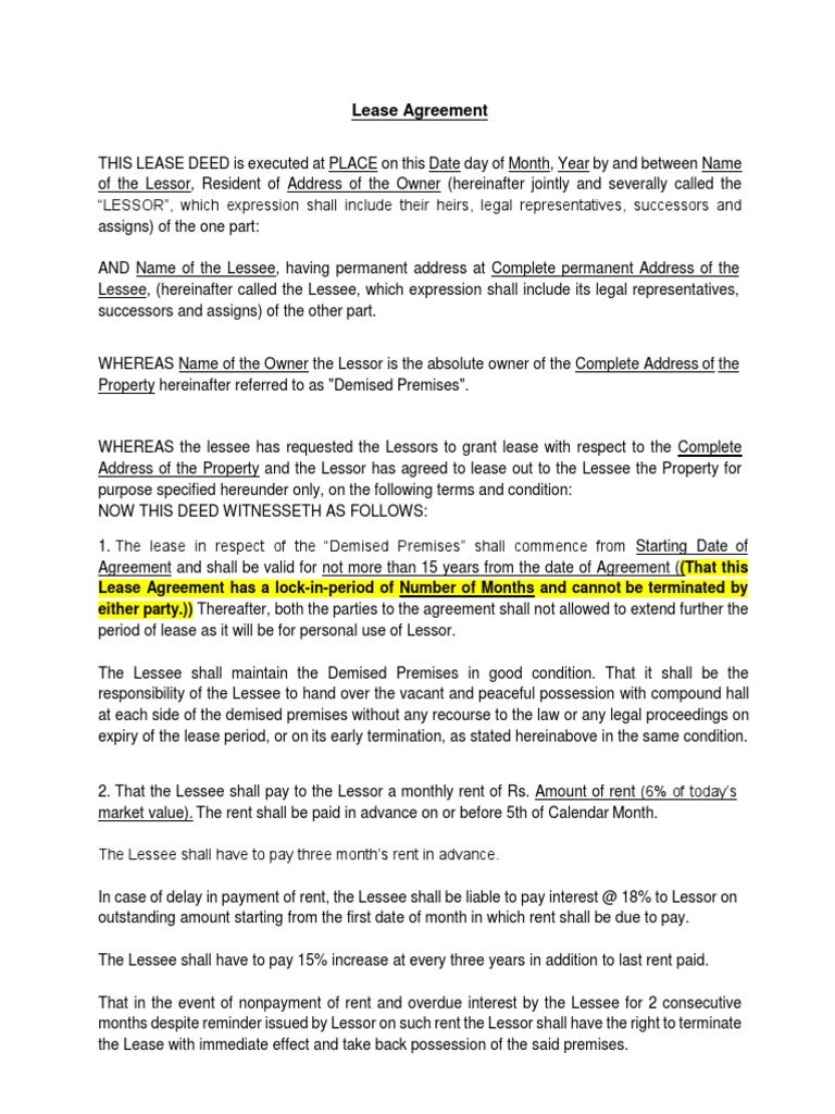 Lease Agreement | PDF | Lease | Real Property Law