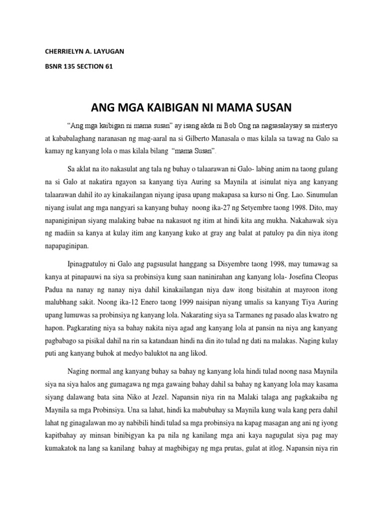 Ang Mga Kaibigan Ni Mama Susan | PDF