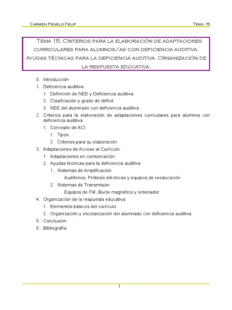 Adapt Curri Deficiencia Auditiva PDF | PDF | Plan de estudios | Audífono