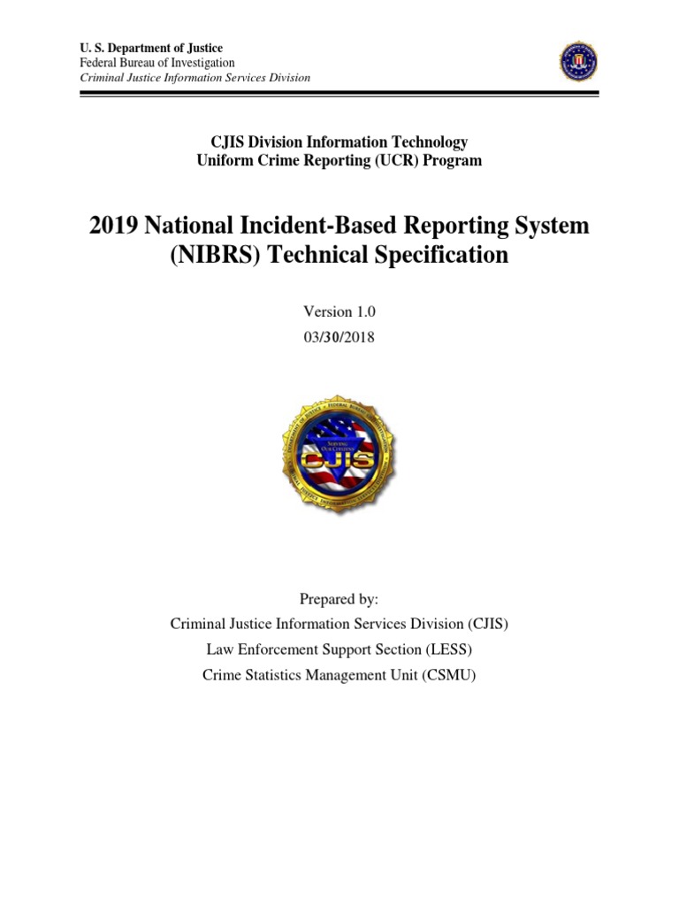 2019 Nibrs Technical Specification V 1.0 | PDF | Law Enforcement ...