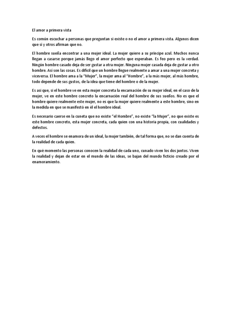 El amor a primera vista: ¿realidad o ideal? | PDF | Filosofía