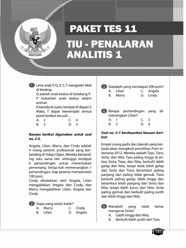 Paket Tes 11 Penalaran Analitis 1 PDF | PDF