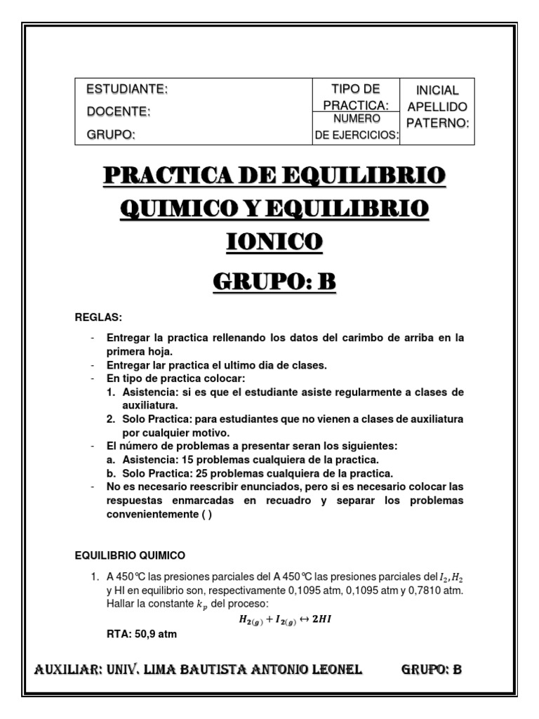Practica para El Segundo Parcial QMC (Autoguardado) - 1 | PDF | Equilibrio químico | Mole (Unidad)
