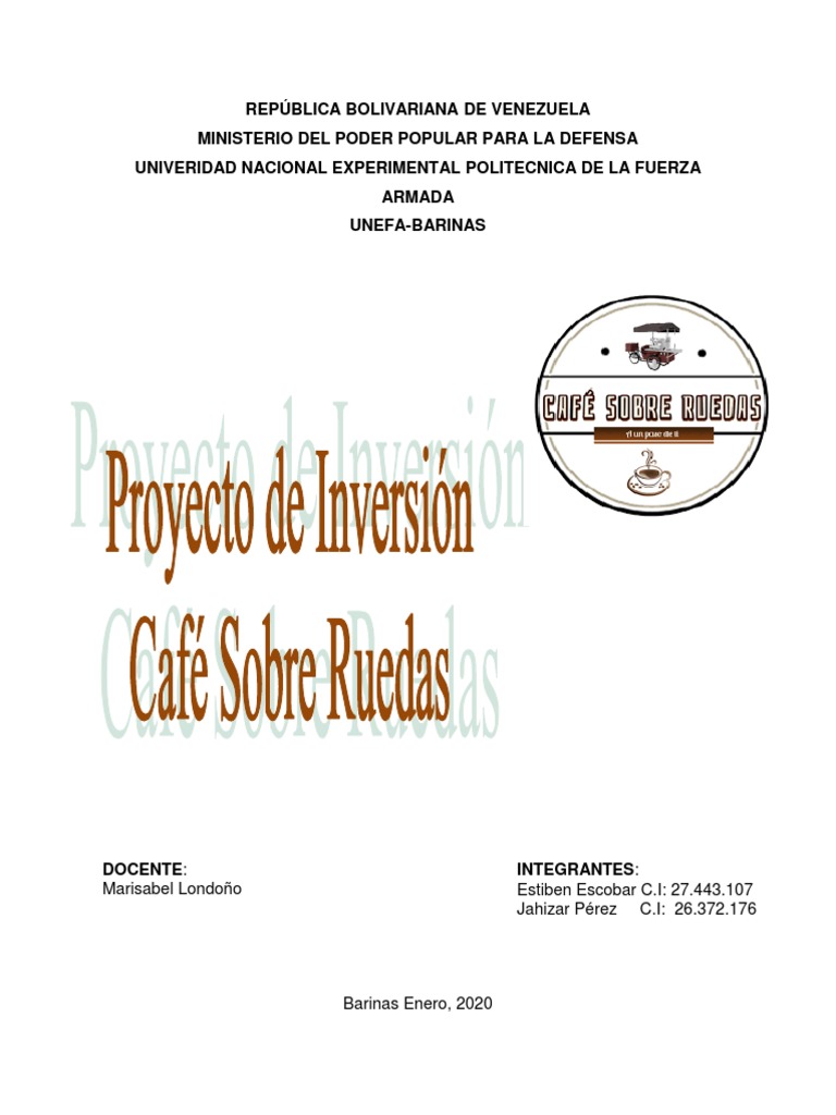 Proyecto de Inversión Cafe Sobre Ruedas | PDF | café | Cliente