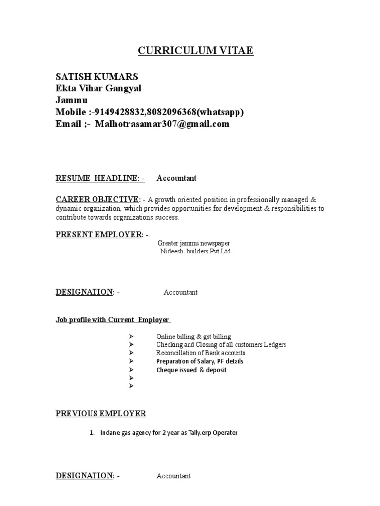 Satish Kumar Resume | PDF | Business