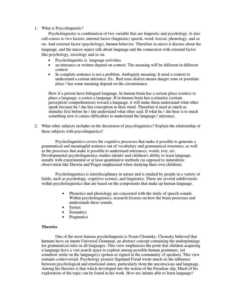 UTS Psycolinguistic (Febry Rotama Silaban) | PDF | Psycholinguistics ...