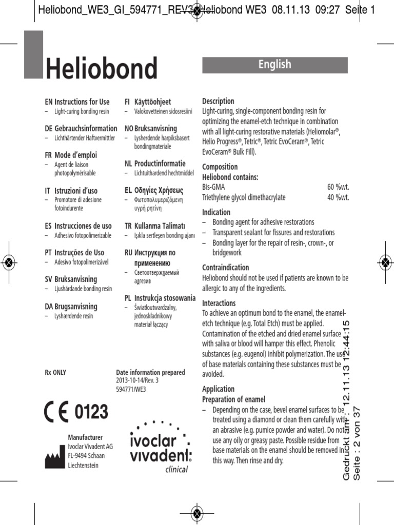 Heliobond | PDF | Dental Material | Tooth Enamel