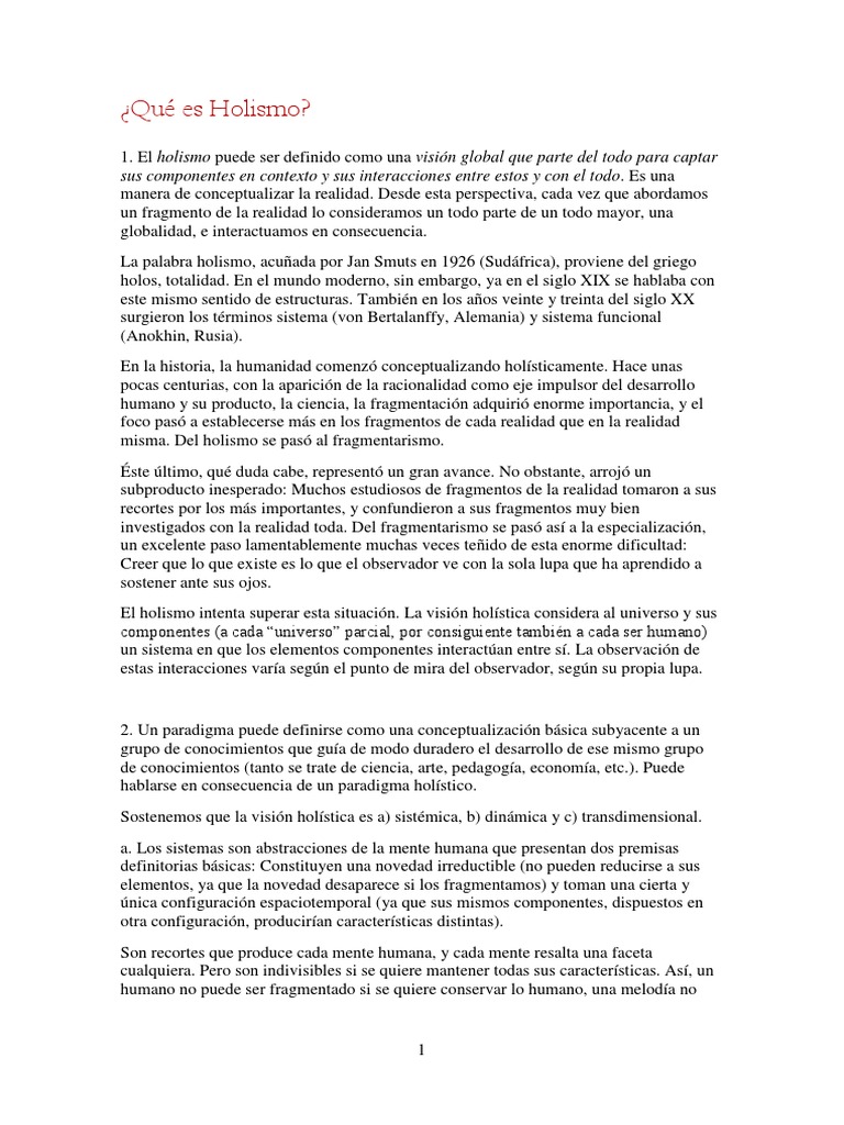Qué Es Holismo | PDF | Holismo | Homo Sapiens