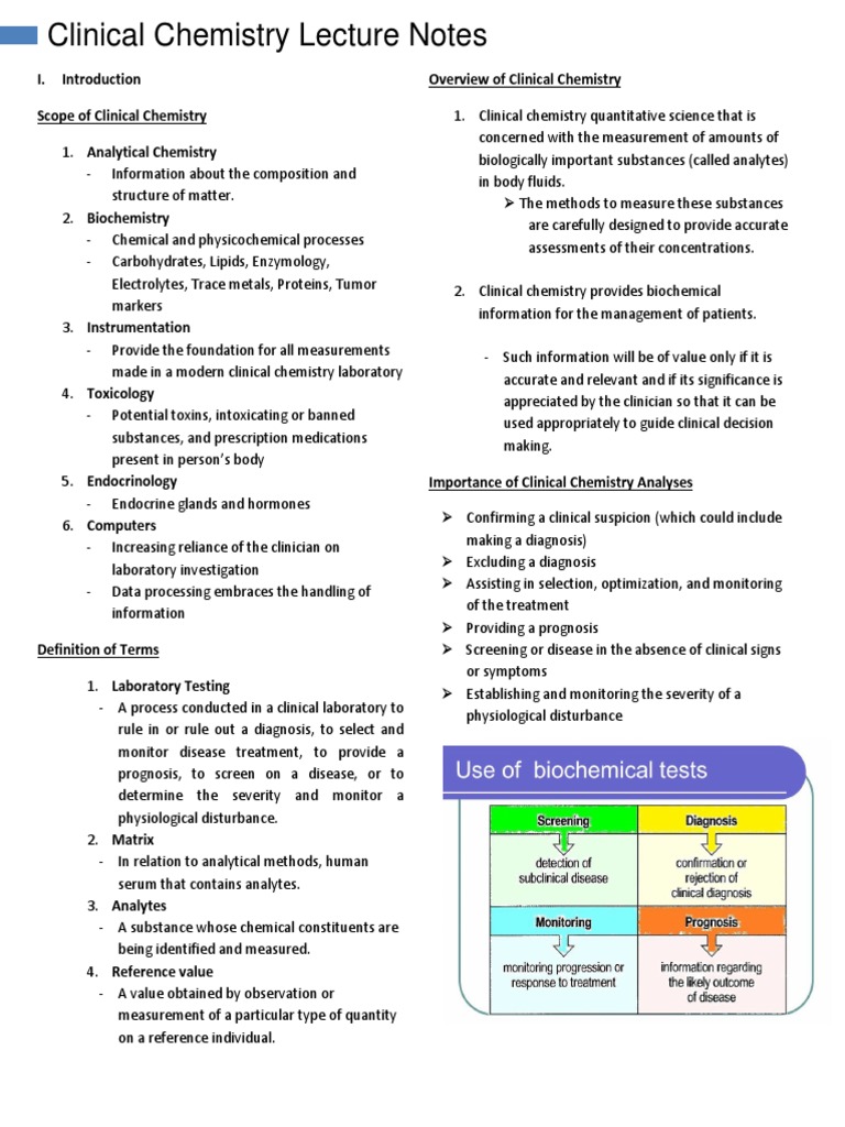 Clin Chem Lec Notes 1 | PDF | Purified Water | Chemistry