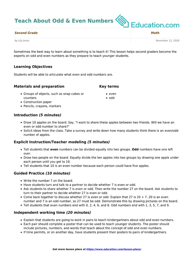 Teach About Odd and Even Numbers PDF | PDF | Teaching | Education Theory
