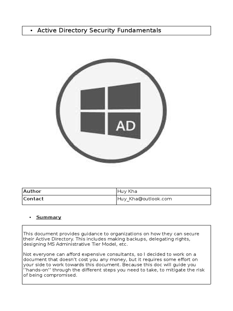 Ad Security Fundamentals 1 | PDF | Domain Name System | Active Directory