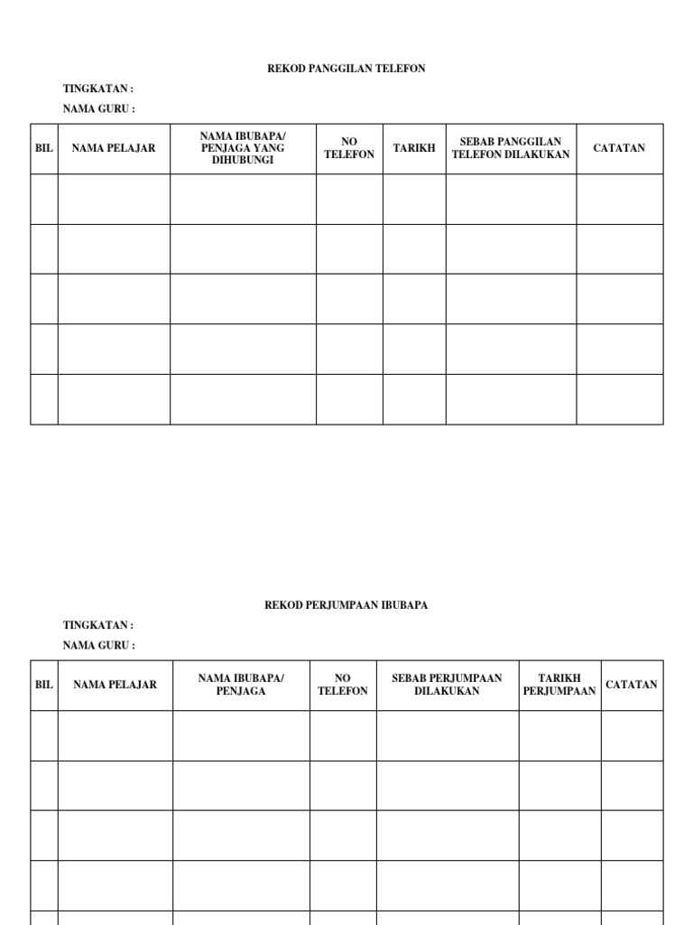 Rekod Panggilan Telefon Pelajar | PDF | Seni & Disiplin Bahasa