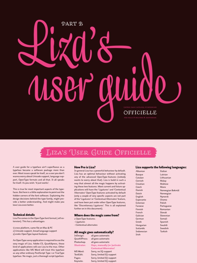 Liza User Guide Officielle PDF | PDF | Typefaces | Typography