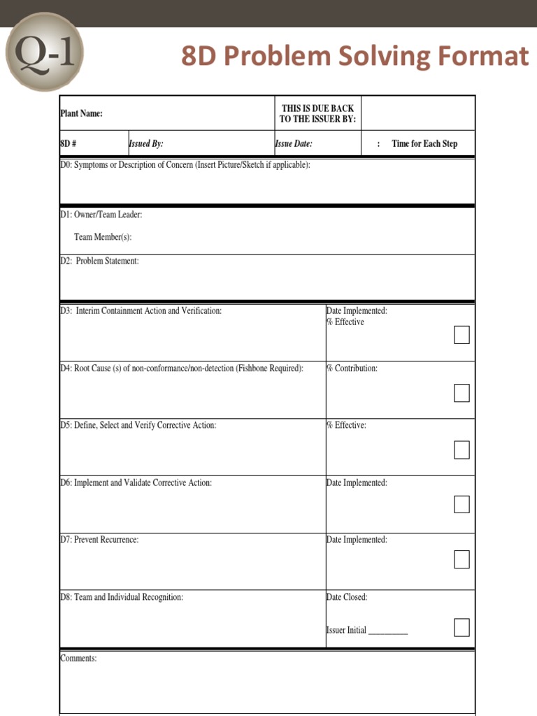 8D Problem Solving Template | PDF