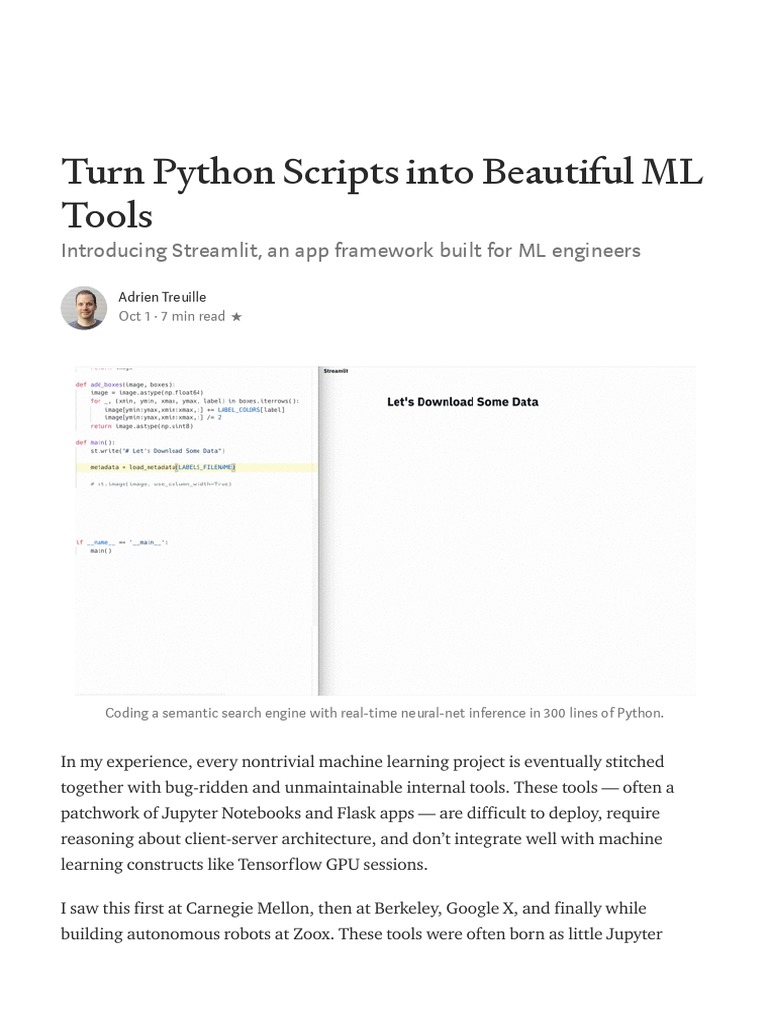 Turn Python Scripts Into Beautiful ML Tools - Towards Data Science ...
