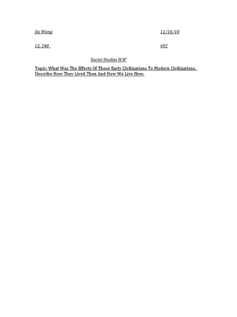Effects of Early Civilizations on Modern Life | PDF | History ...