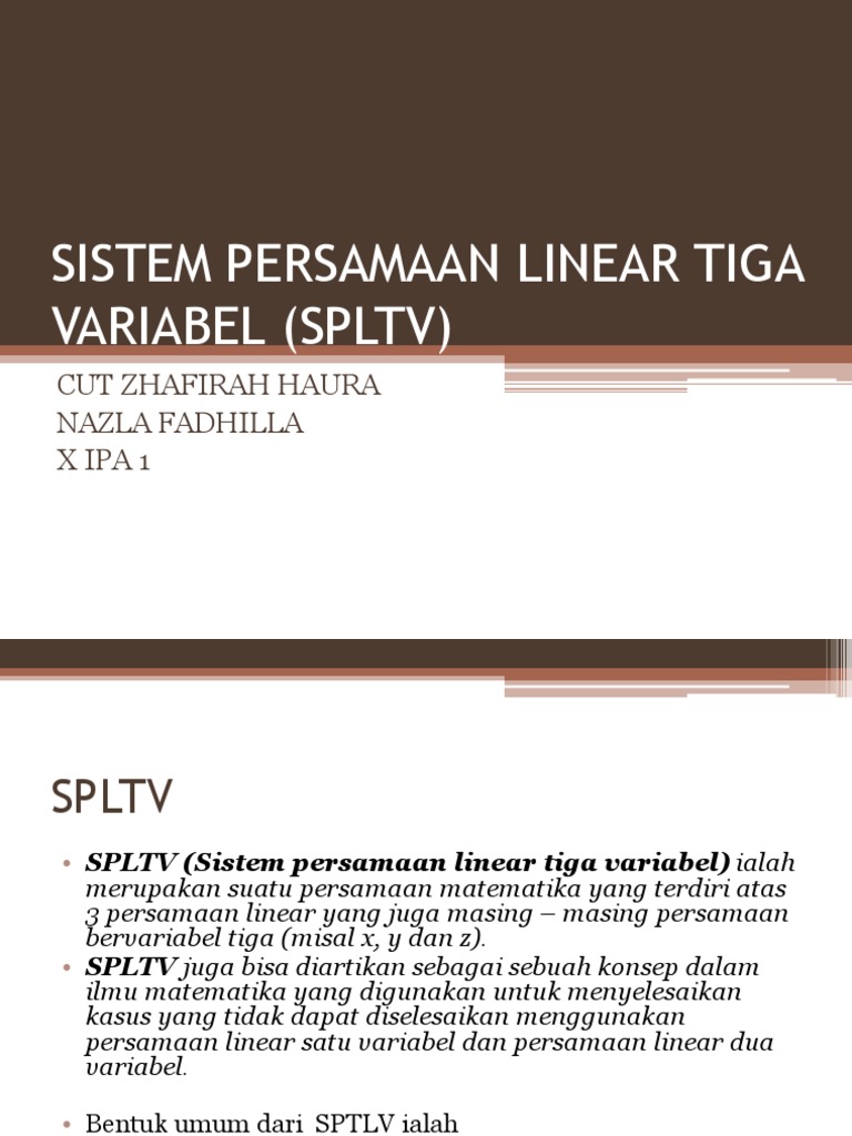 Ciri dan Penyelesaian SPLTV | PDF | Metode & Bahan Ajar