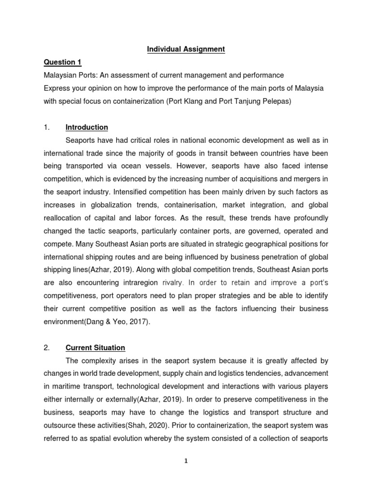 Assignment 1 291000H Jan 2020 | PDF | Port | Containerization