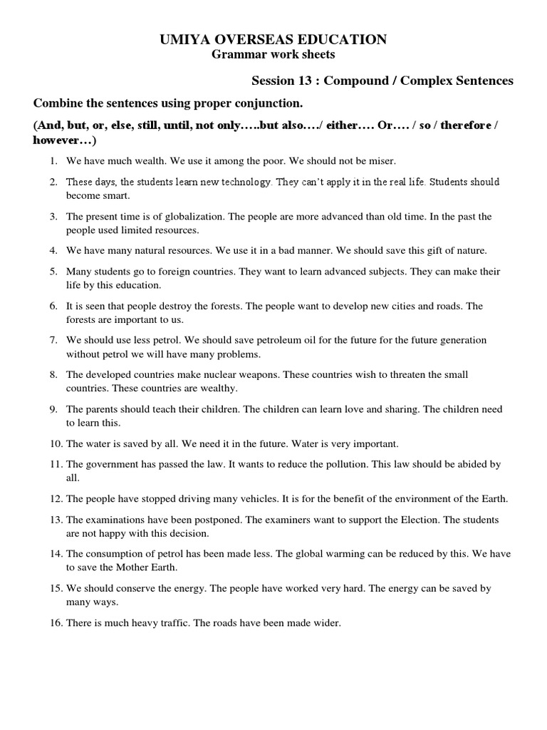 Compound and Complex Sentence Practice | PDF | Healthy Diet | Nature