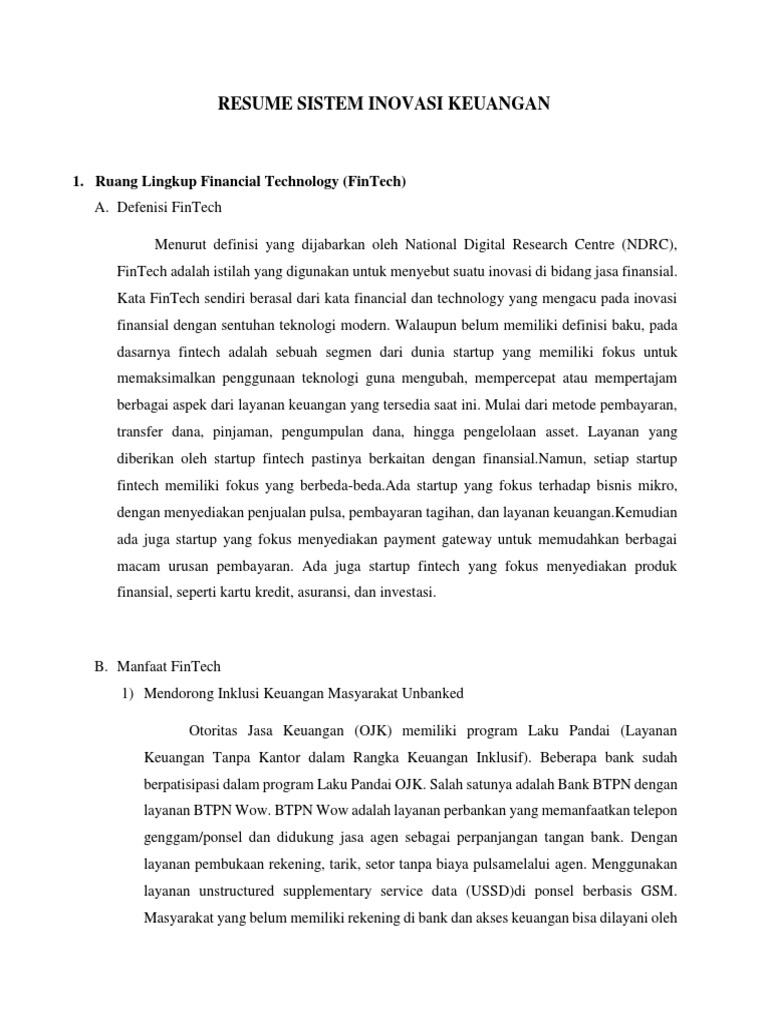 Resume Sistem Inovasi Keuangan | PDF | Pengelolaan Keuangan & Uang ... Resume Sistem Inovasi Keuangan | PDF | Pengelolaan Keuangan & Uang ...