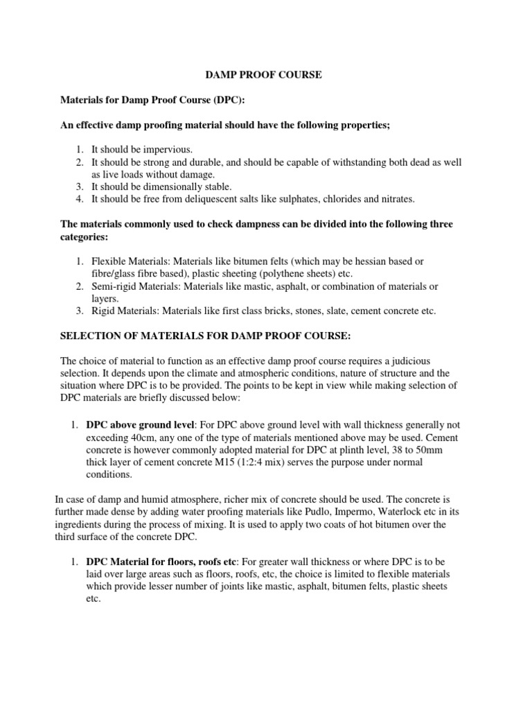 Damp Proof Course PDF | PDF | Asphalt | Wall