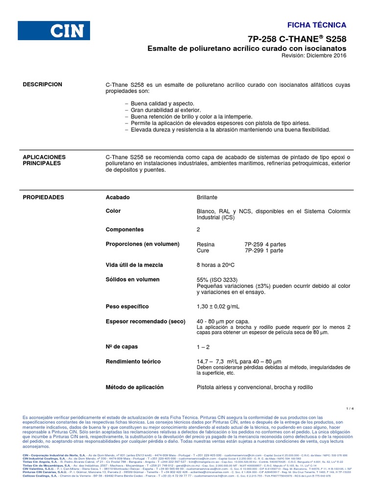 7p258-Ant-Cin-Bt-Es-C Thane S258 | PDF | Compuesto orgánico volátil ...