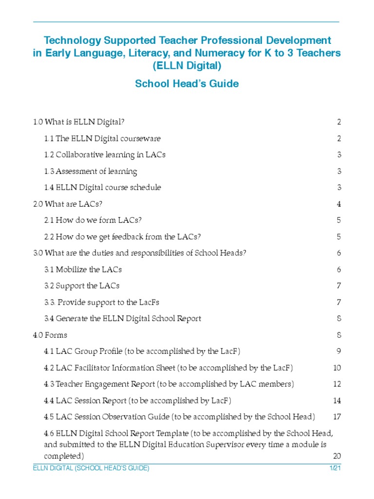 ELLN Digital School Head Guide PDF | PDF | Teachers | Facilitator