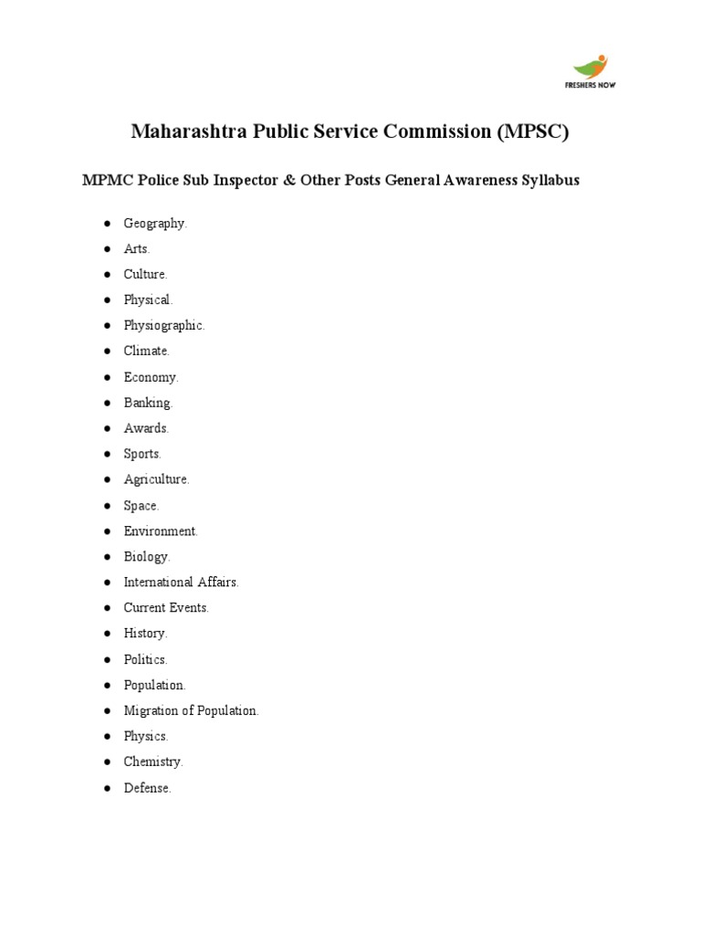 MPSC State Tax Inspector Syllabus 2025 | PDF | Teaching Methods ...