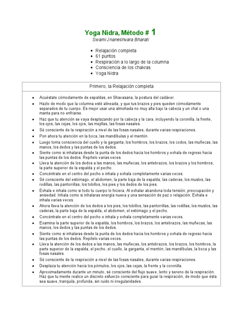 Métodos Yoga Nidra | PDF | Yoga | Meditación