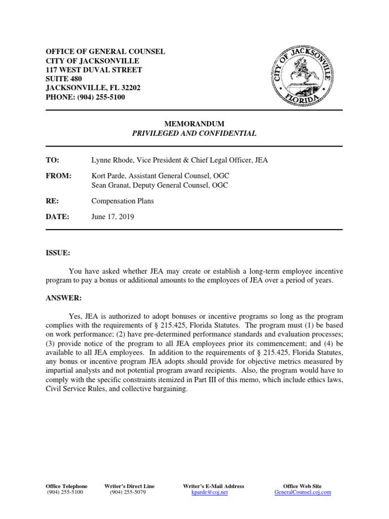 GC #1327085 v1 Memorandum On Compensation Plan | PDF | Collective ...