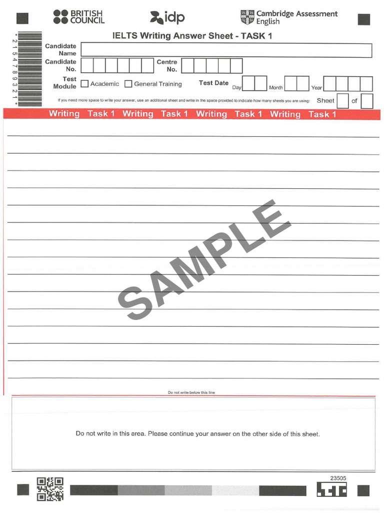 Writing Answer Sheet Task 1 Sample PDF | PDF