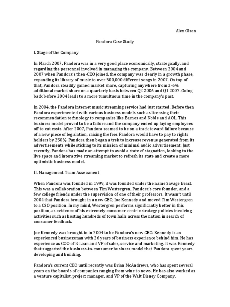 Pandora Case Study | PDF | Valuation (Finance) | Royalty Payment