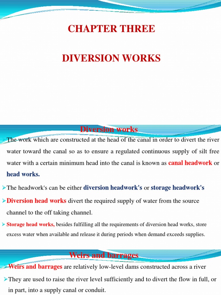 CH 3 Diversion Work | PDF | Soil Mechanics | River