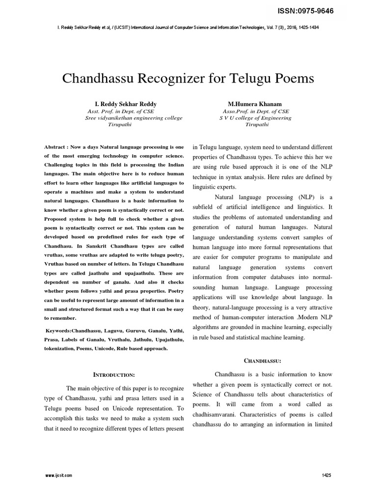 Chandassu Recognizer PDF | PDF | Machine Learning | Computer Science