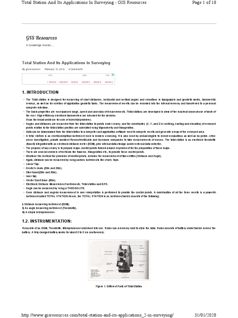 Total Station and Its Applications | PDF | Surveying | Geography
