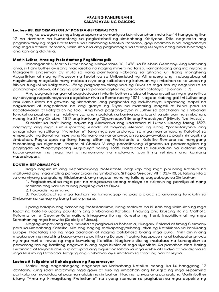 Repormasyon at Kontra Repormasyon | PDF