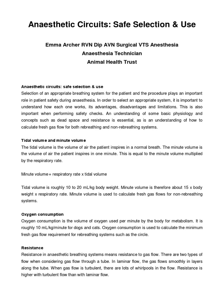Anaesthetic Circuits Notes | PDF | Breathing | Respiratory System