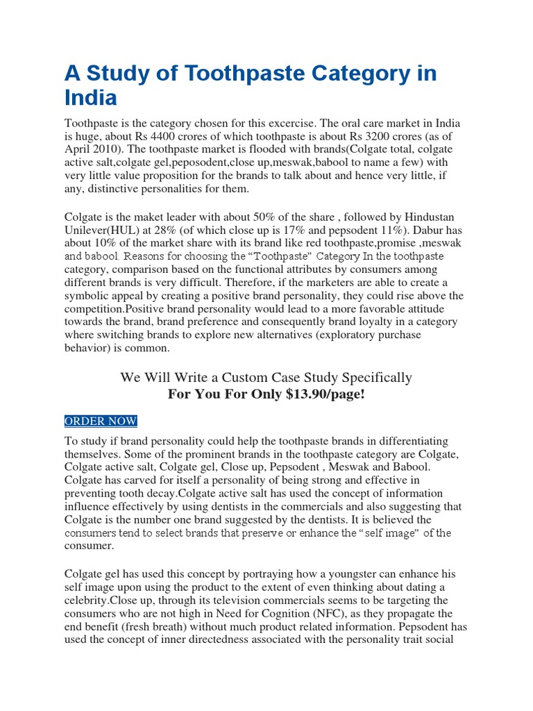 A Study of Toothpaste Category in India | PDF | Brand | Consumer Behaviour