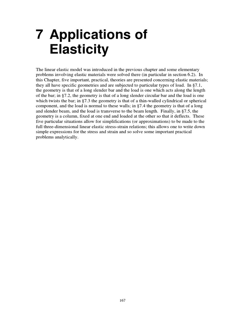 Elasticity Applications PDF | PDF | Stress (Mechanics) | Deformation (Engineering)
